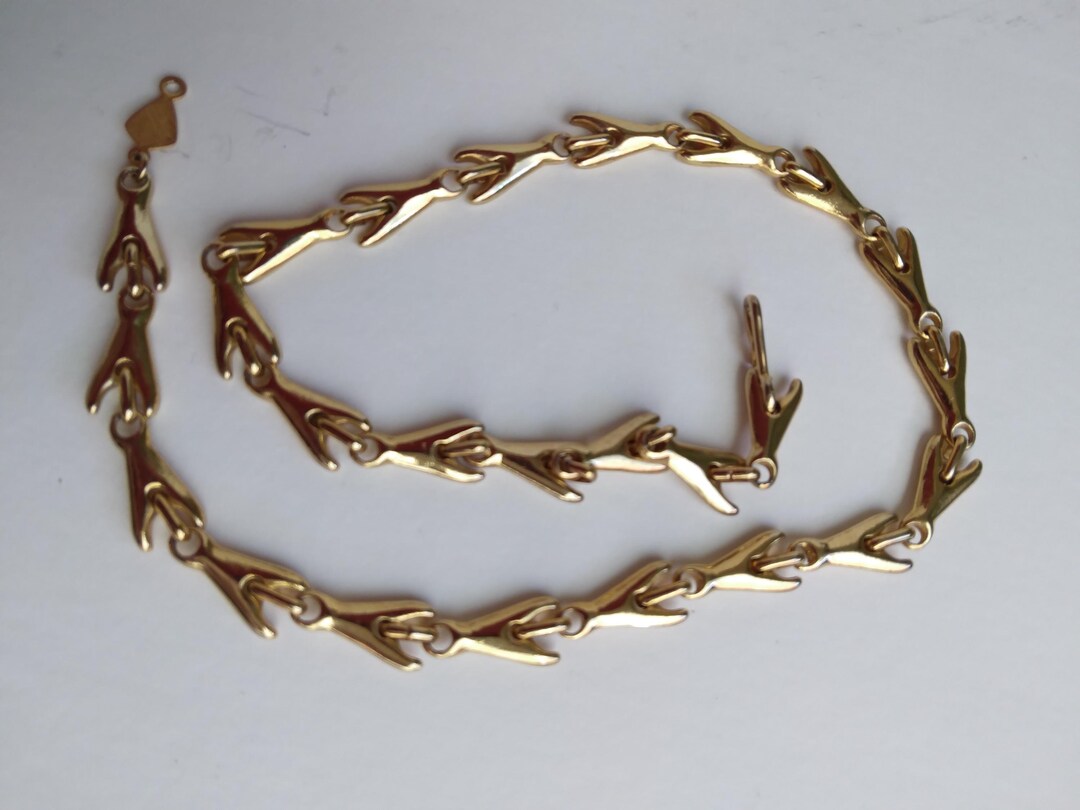 Vintage Biagi Shiny Gold Tone V Link Chain Necklace 16 - Etsy