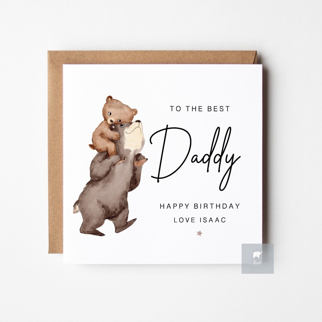 Best Daddy Bear Card, Happy Birthday, Personalised Card for Daddy ...