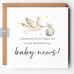 Congratulations on Your Wonderful Baby News, Pregnancy Card, Gender ...