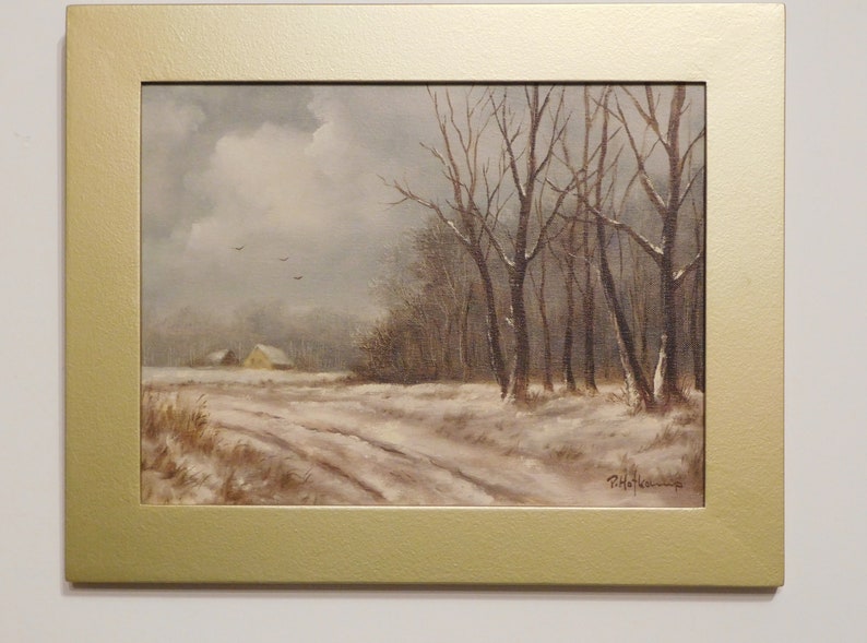 Original Dutch Oil Painting on Canvas, Winter Landscape, Signed and ...