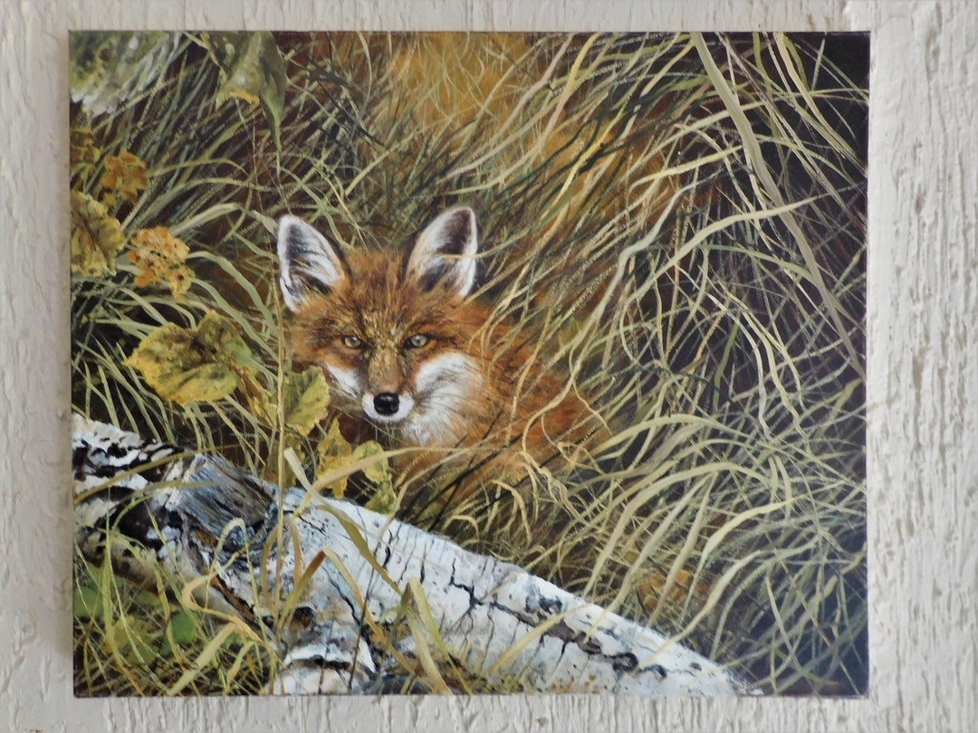 Original Dutch Oil Painting of a Fox on Canvas Signed - Etsy