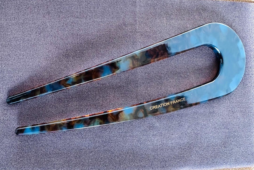 Hair Clip Handmade France in Brown & Celadon Tortoise Acetate - Etsy