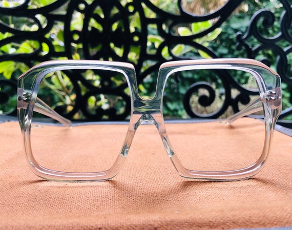 Incredible 1970s Large Square Eyeglasses (Acetate Vin… - Gem