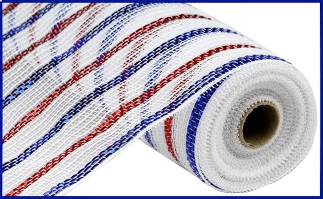 Red, White & Blue Deco Mesh, 21" X 10 Yard Poly/cotton Metallic Deco ...