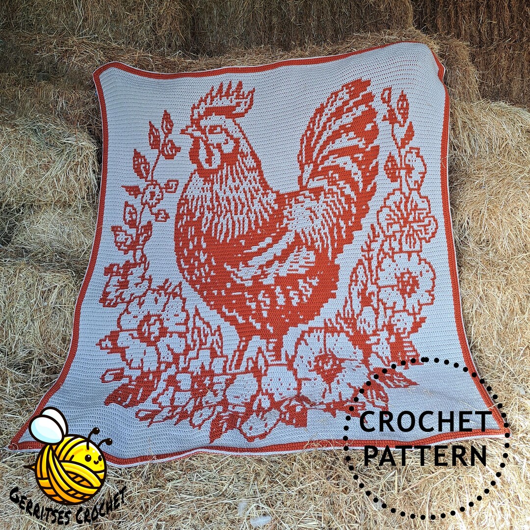 Floral Flock Chicken Overlay Mosaic Crochet Blanket PDF Pattern - Etsy