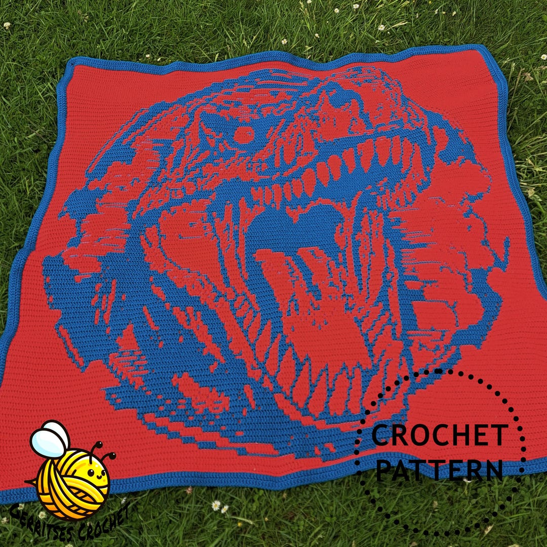 Roar T-rex Mosaic Crochet Blanket PDF Pattern - Dinosaur ...