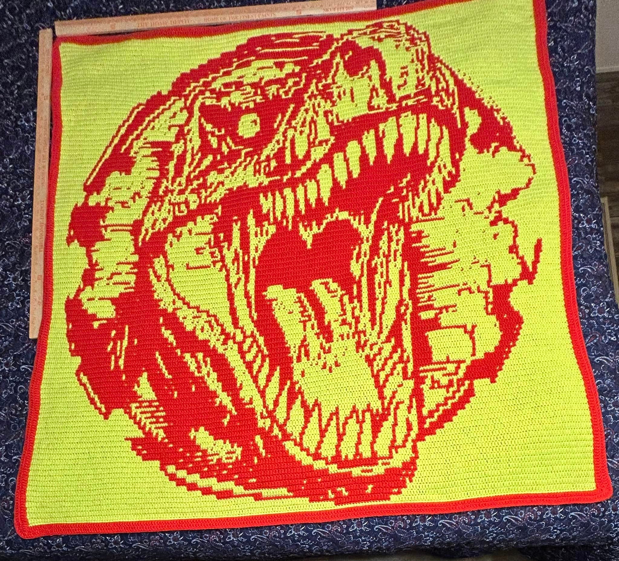 Roar T-rex Mosaic Crochet Blanket PDF Pattern Dinosaur Tyrannosaurus ...