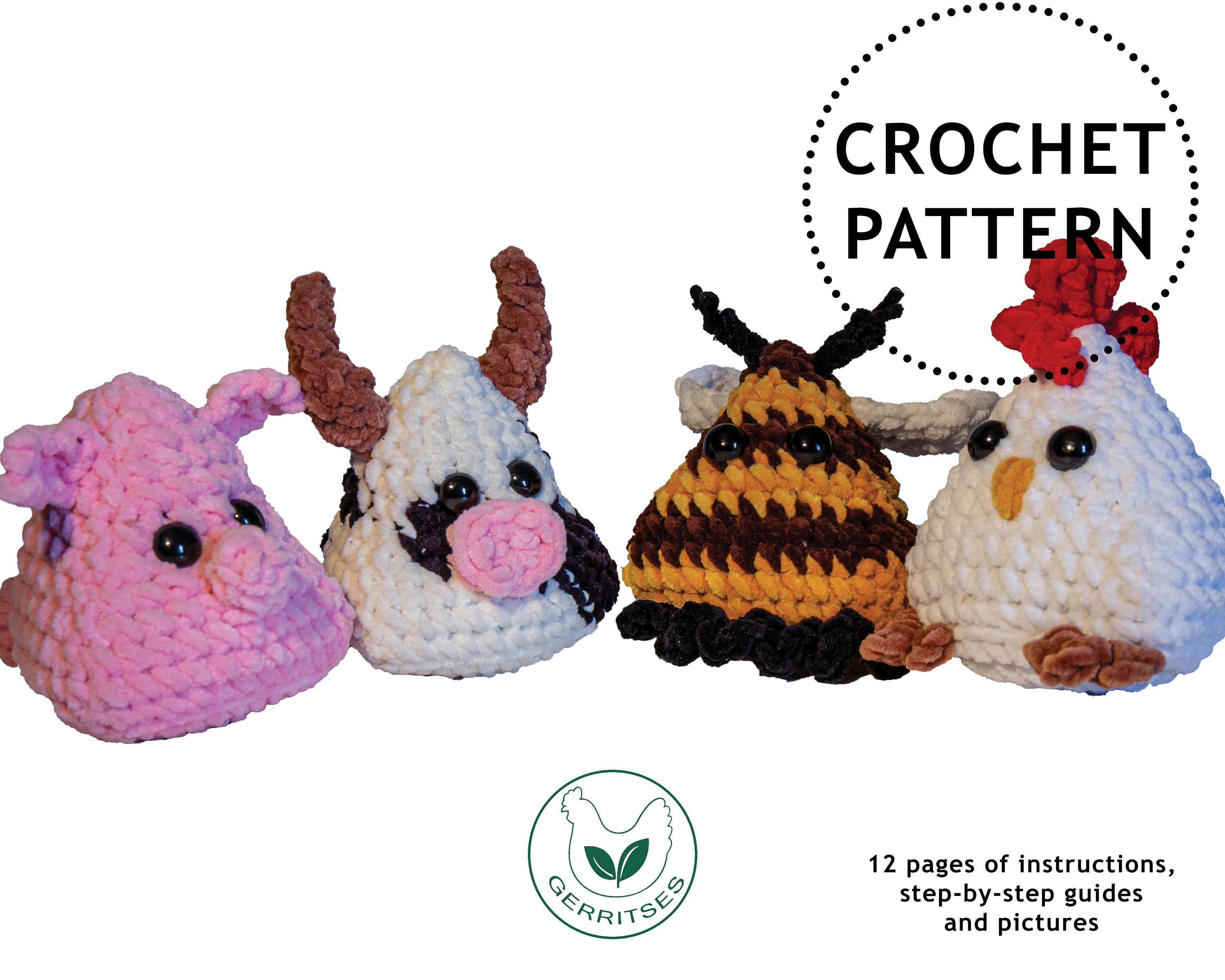 Triangle Animals Crochet Pattern / Amigurumi / Toy / Plushy / Cow / Pig ...