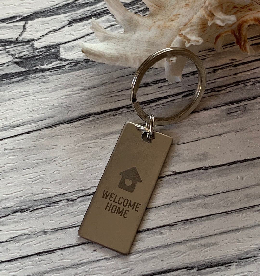 Keyring With Engraving "welcome Home" Stainless Steel - Etsy
