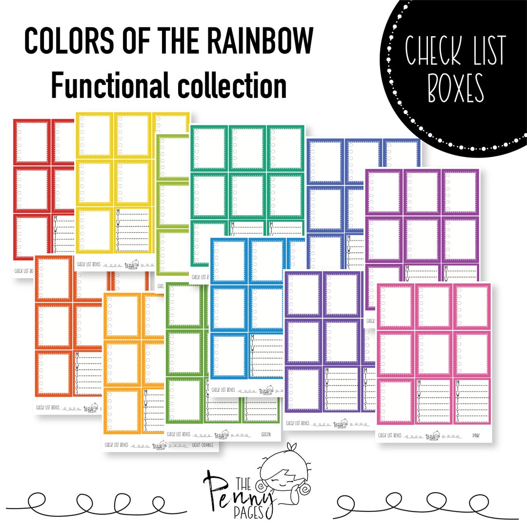 Check List Boxes Colors Fo the Rainbow - Etsy Australia