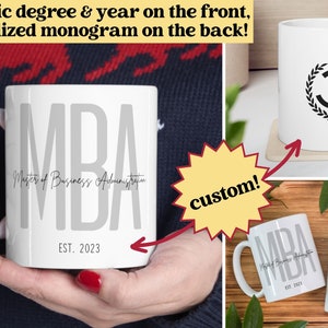 Personalized MBA Mug, Custom Graduation Gift for Business School ...