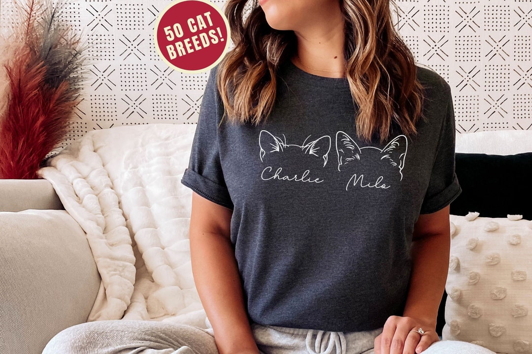Custom Cat Shirt, Custom Cat Mom Shirt, Cat Ears Shirt, Cat Mom Shirt ...