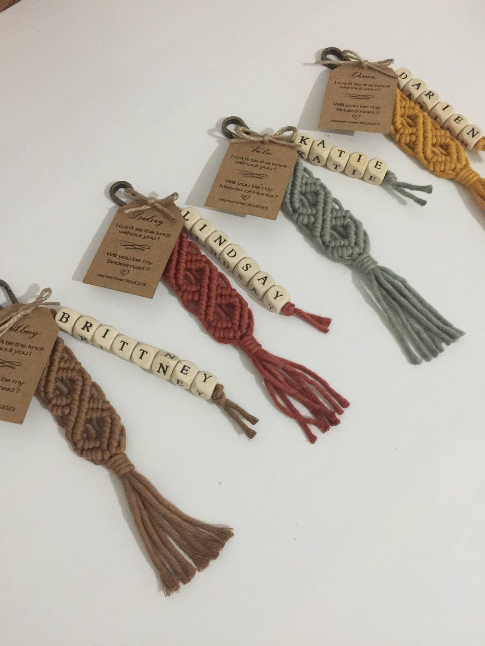 Personalized Keychain Macrame Name Keychain Bridesmaids Gift - Etsy
