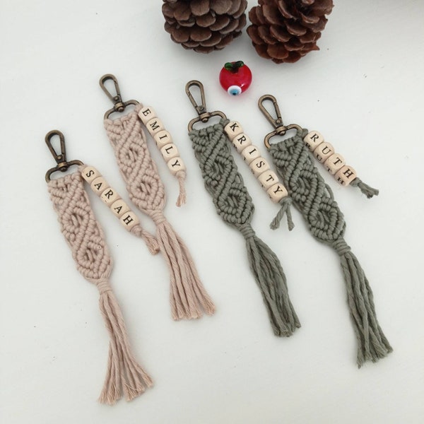 Macrame Name Keychain - Etsy