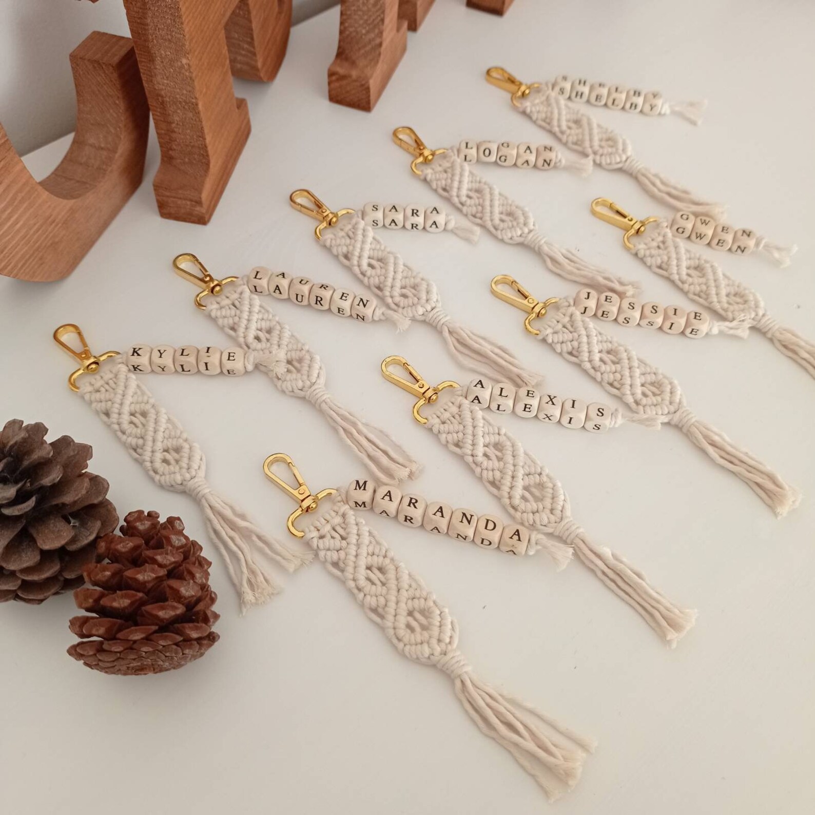 Personalized Keychain Macrame Name Keychain Bridesmaids Gift - Etsy