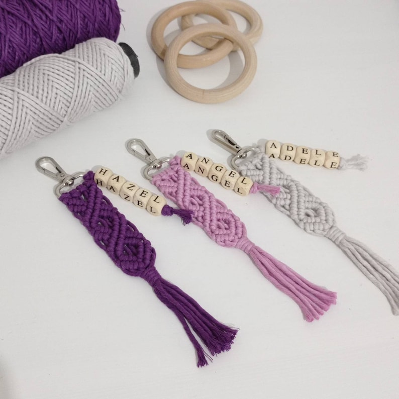 Personalized Keychain Macrame Name Keychain Bridesmaids Gift | Etsy
