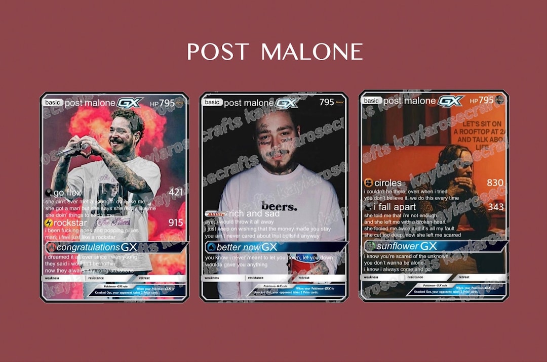 Post Malone Custom Holographic Pokémon GX Cards - Etsy