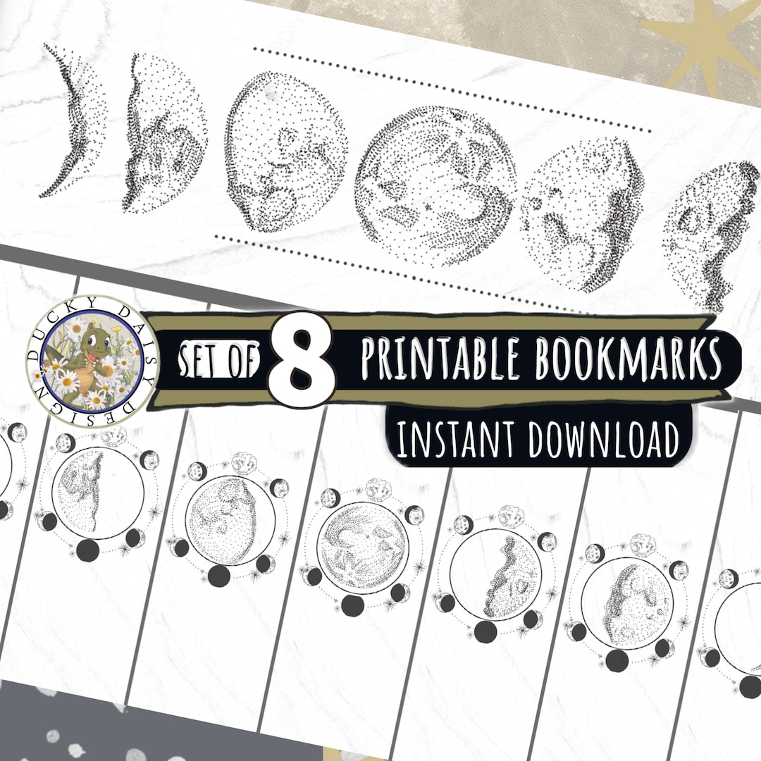 Moon Phases PRINTABLE Bookmark Set - Etsy