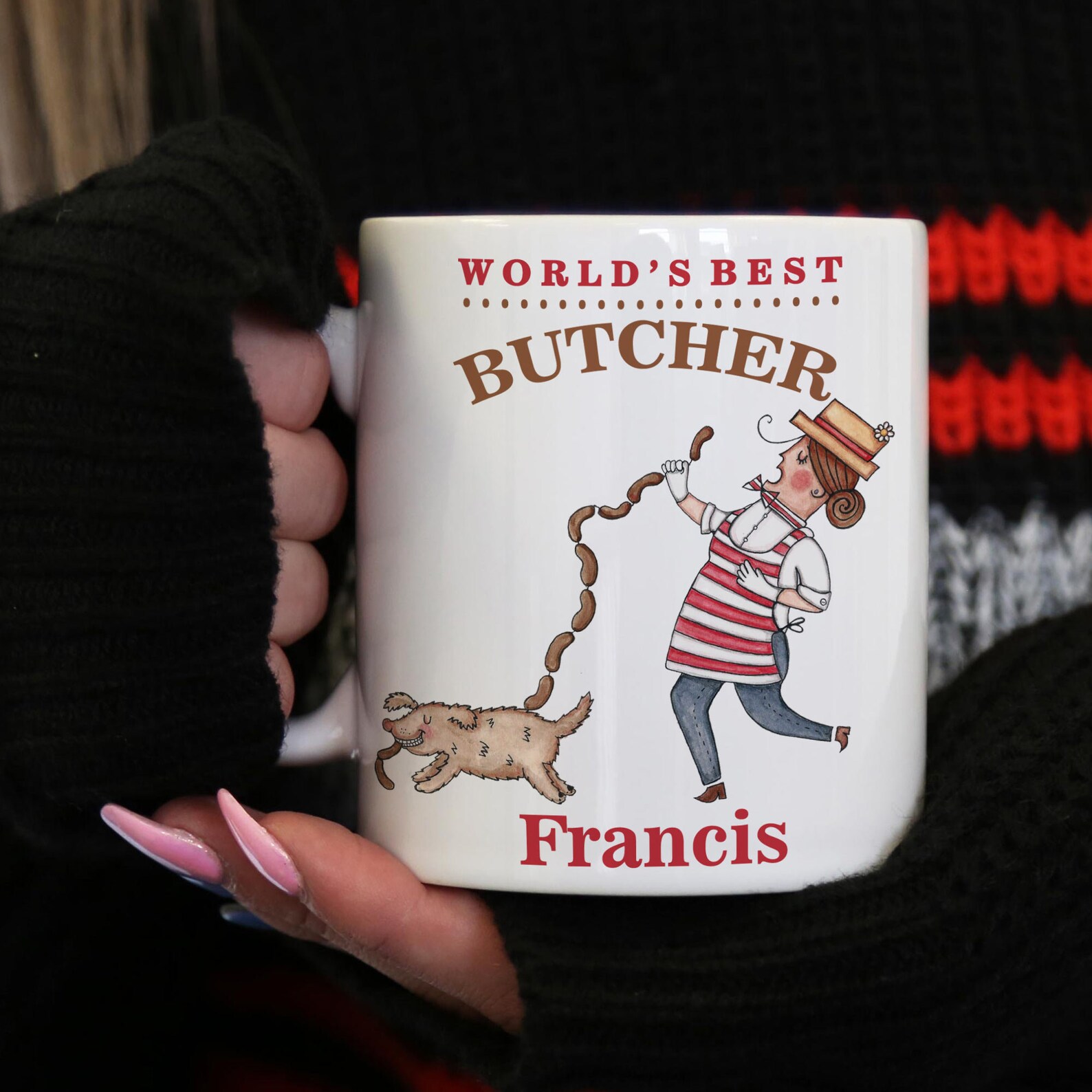 Female Butcher Personalised Illustrated Mug. Gifts for Her ...