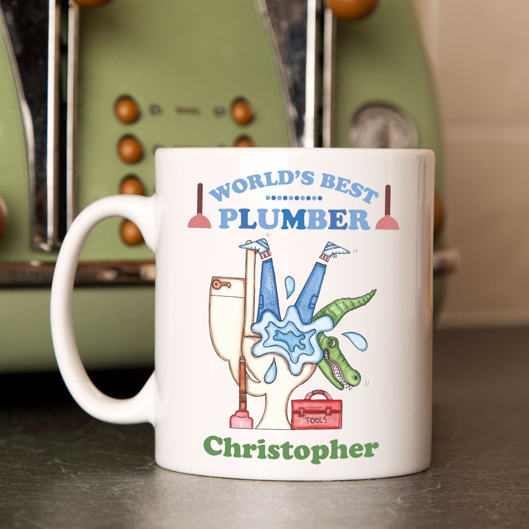 Personalised Plumber Mug Customised With First Name Pipe Fixer Water ...