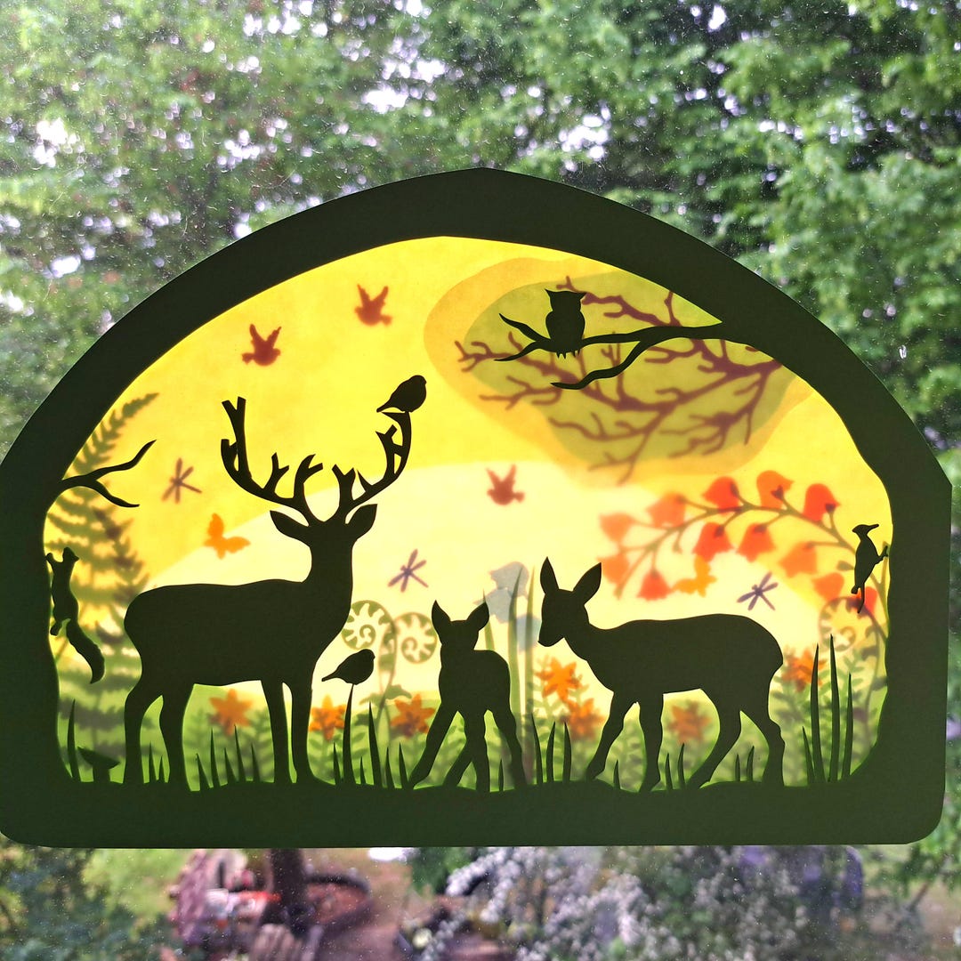 Waldorf Window Picture Transparent Spring Summer Forest Animals Deer ...