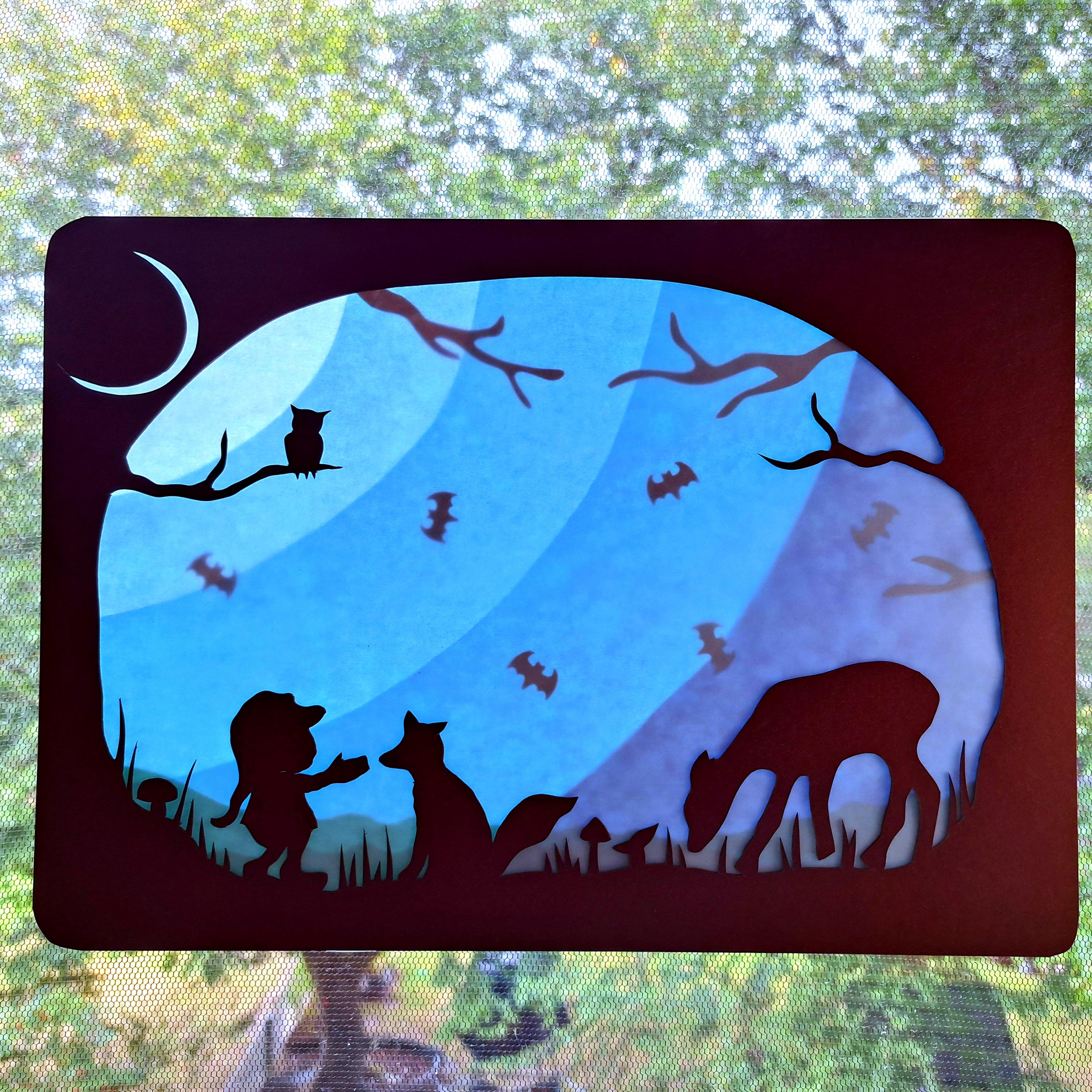 Waldorf Window Picture Transparent Autumn Winter Tomte and the Fox in ...