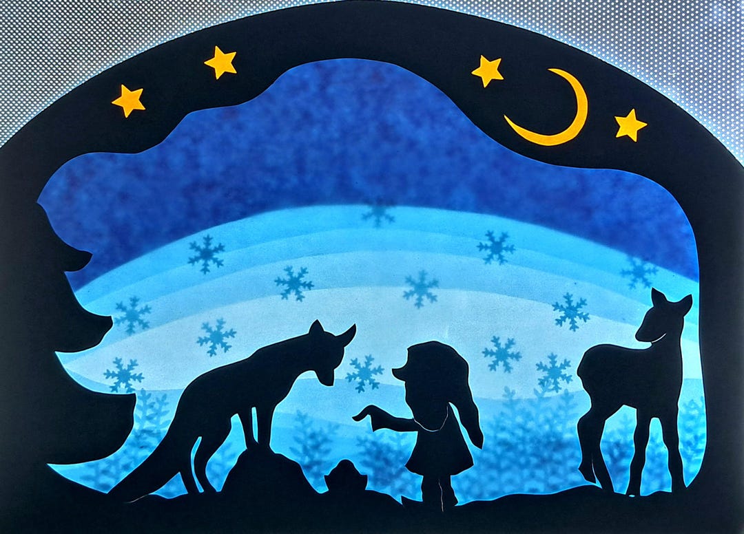 Waldorf Window Picture Transparent Winter Christmas Tomte and the Fox ...