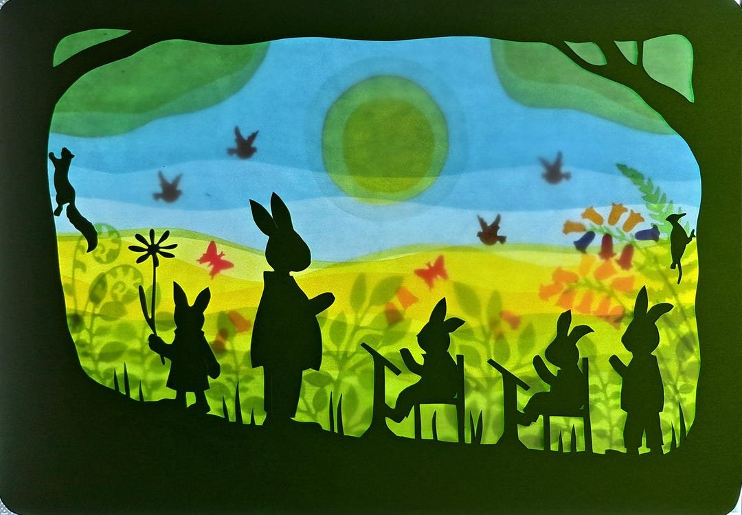 Waldorf Window Picture Transparent Spring Easter Seasonal Table Rabbit ...