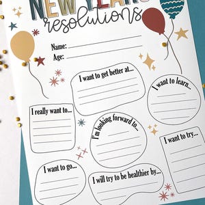 New Years Resolution Printable Activity Sheet - Etsy