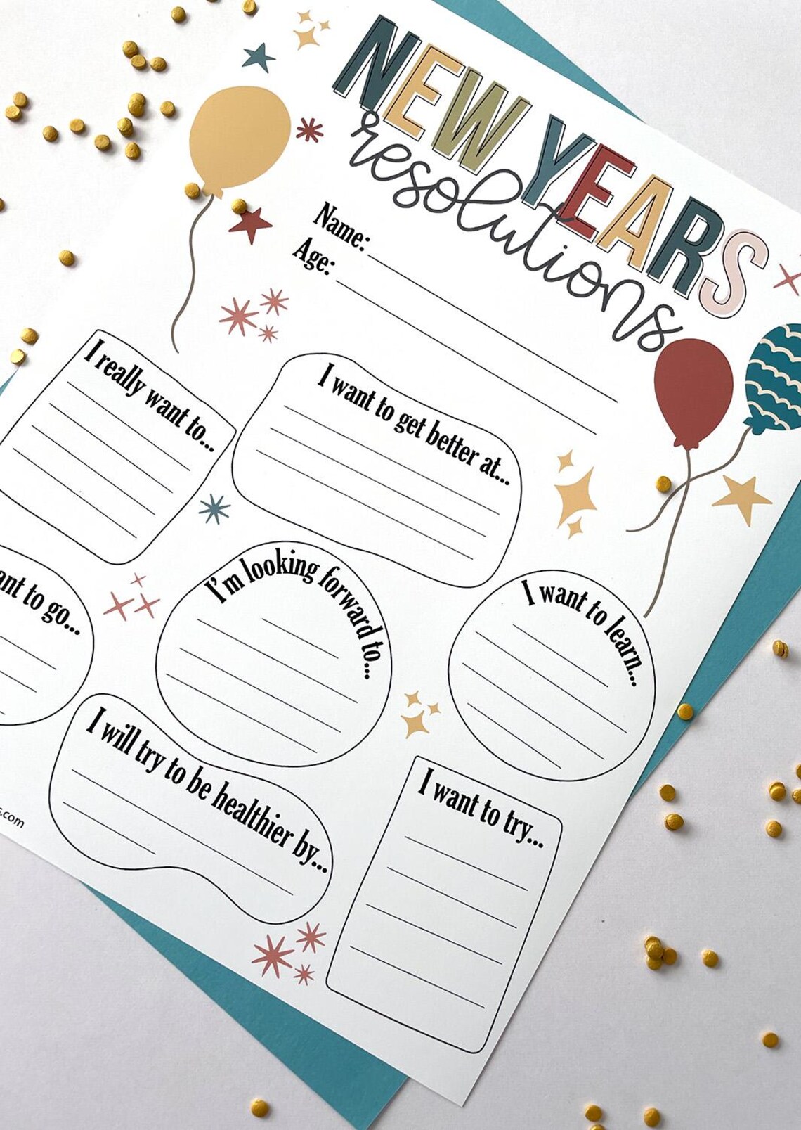 New Years Resolution Printable Activity Sheet - Etsy
