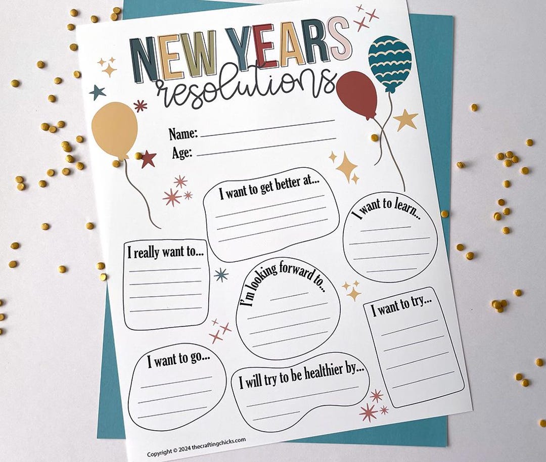 New Years Resolution Printable Activity Sheet - Etsy