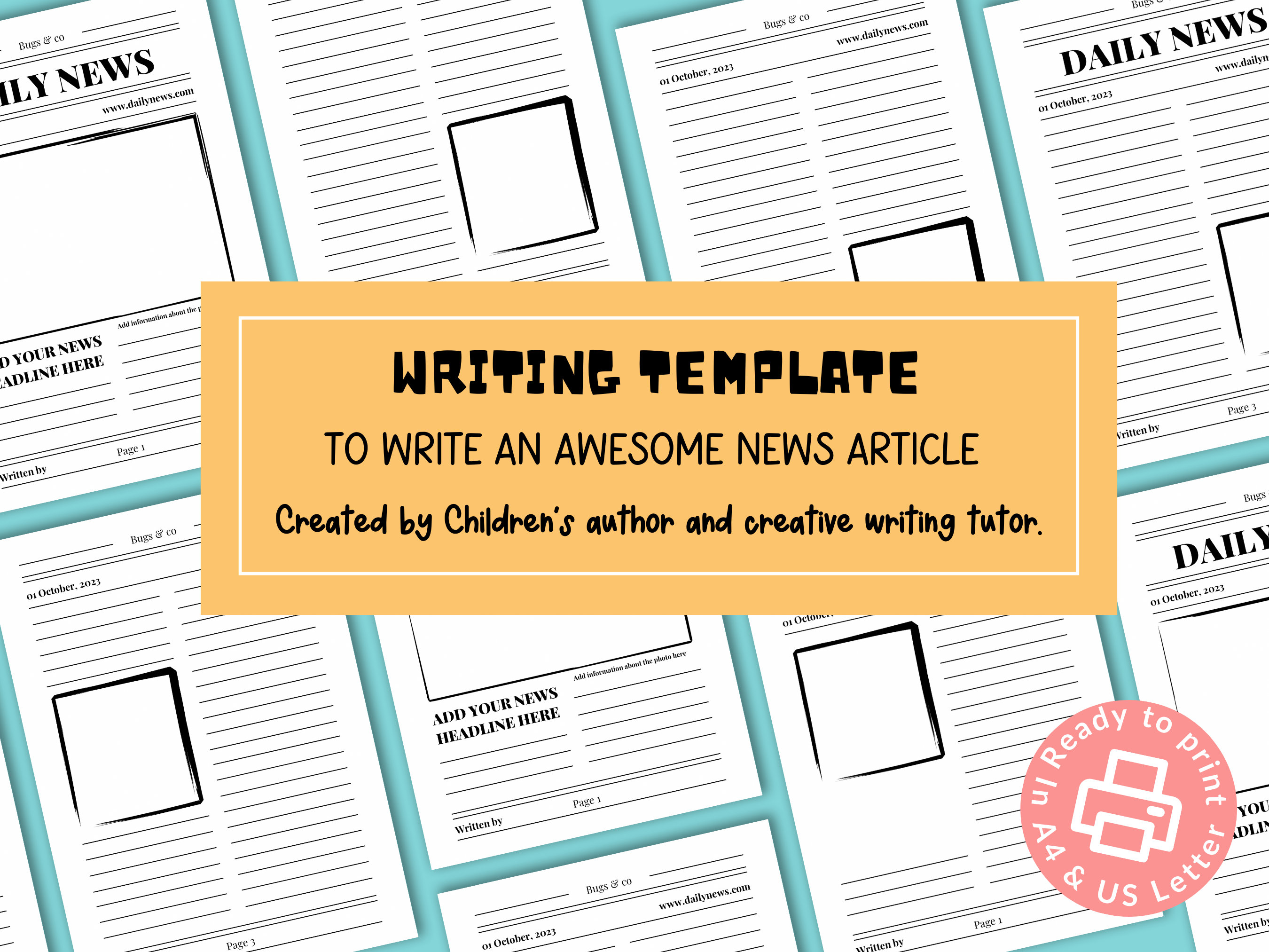 Writing Template | News Article | Writing Page | Printed Lined Paper ...