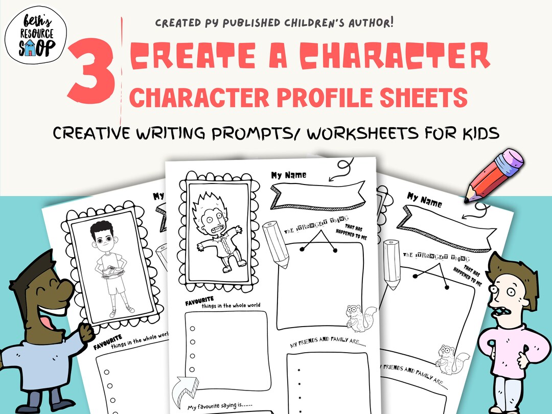 3 Character Profile Writing Worksheets for Kids Character Planner ...