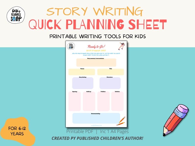 Story Writing Planning Worksheet for Kids Write a Story Story Planning ...