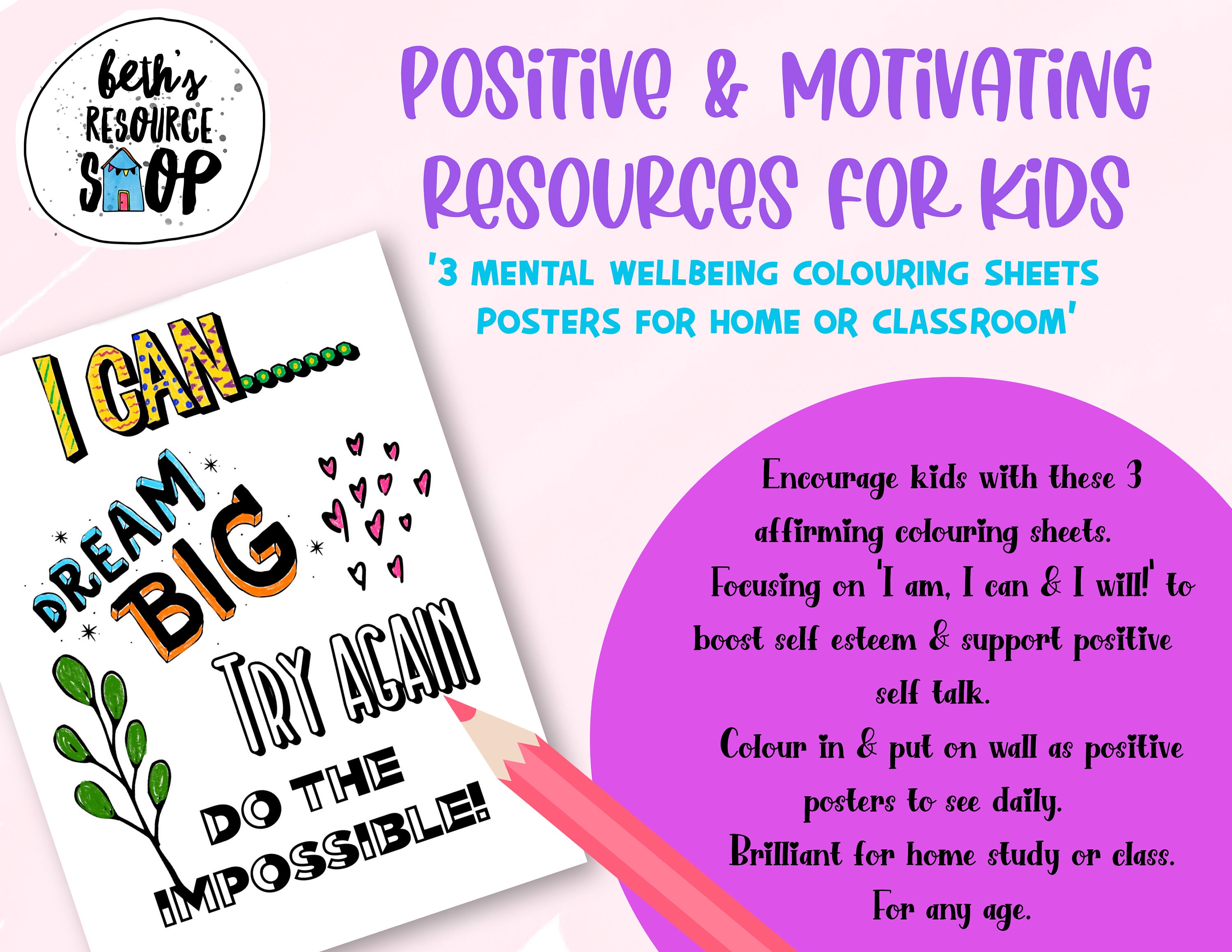 Positive Mental Well-being Colouring Sheets Motivating - Etsy