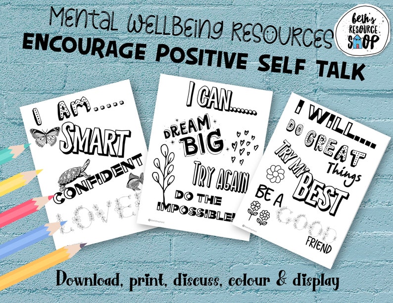 Positive Mental Well-being Colouring Sheets Motivating Colouring Sheets ...