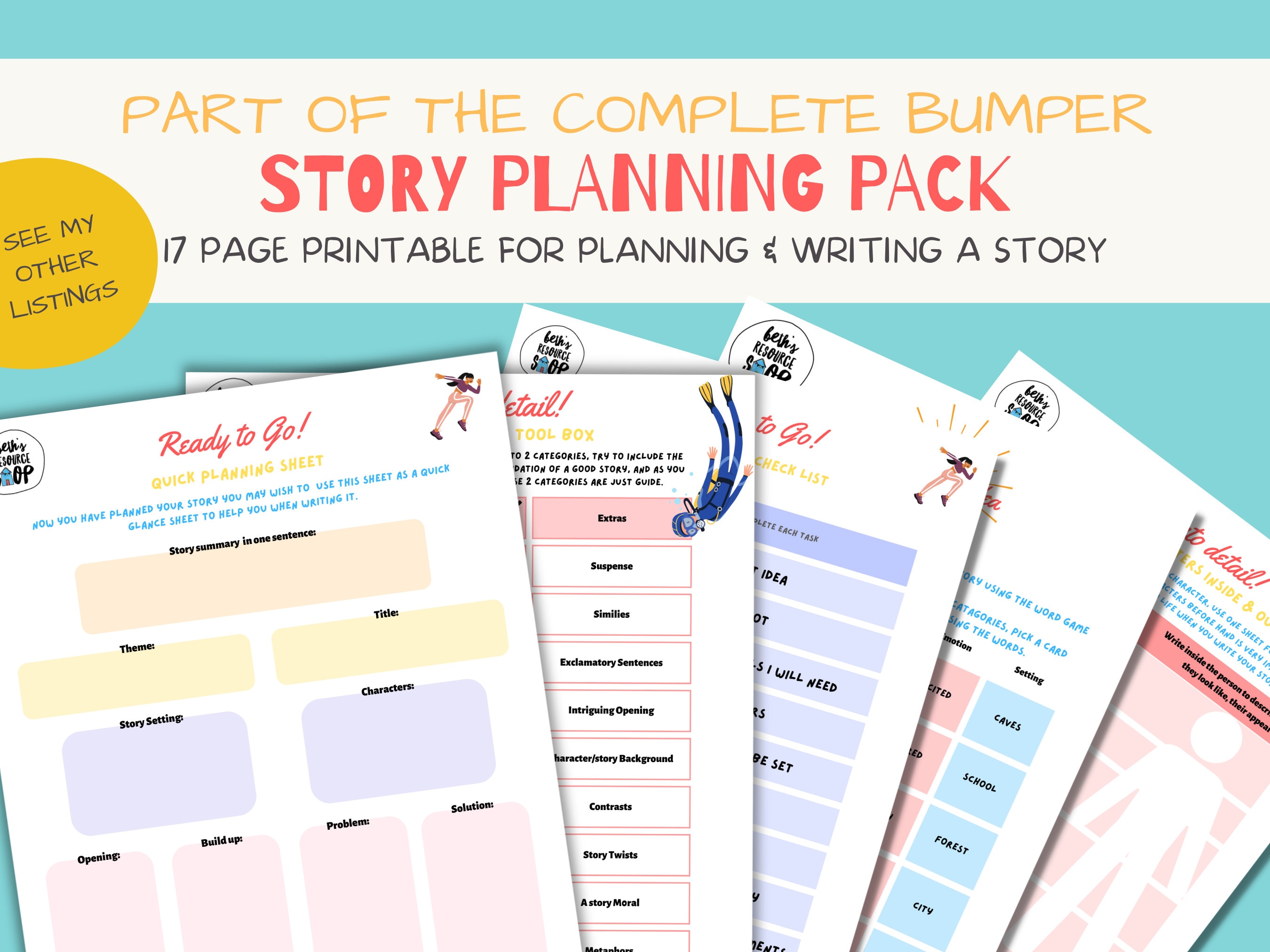 Story Writing Planning Worksheet for Kids Write a Story Story Planning ...