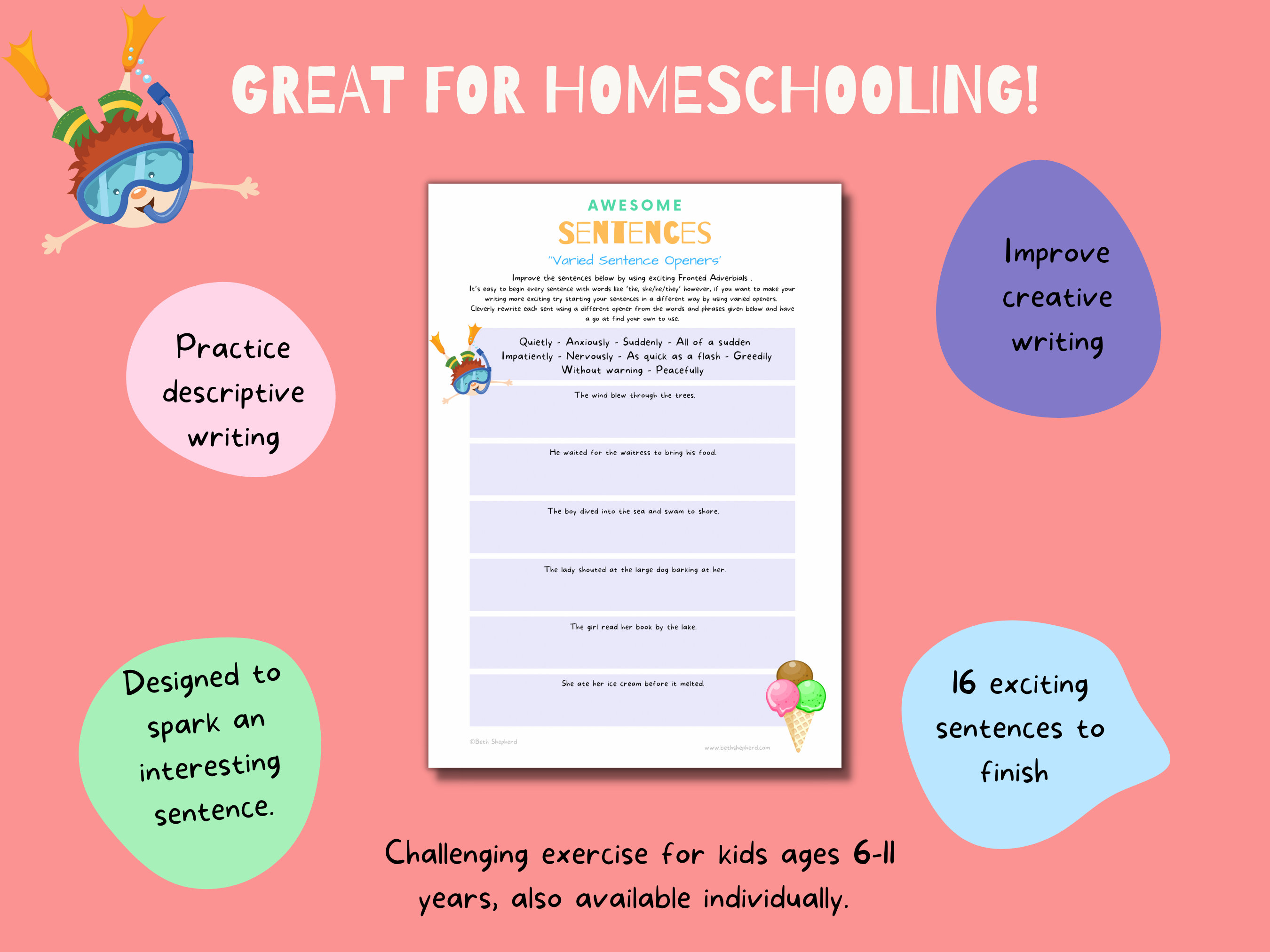 Sentence Building Worksheet Bundle Creative Writing Exercises Printable ...