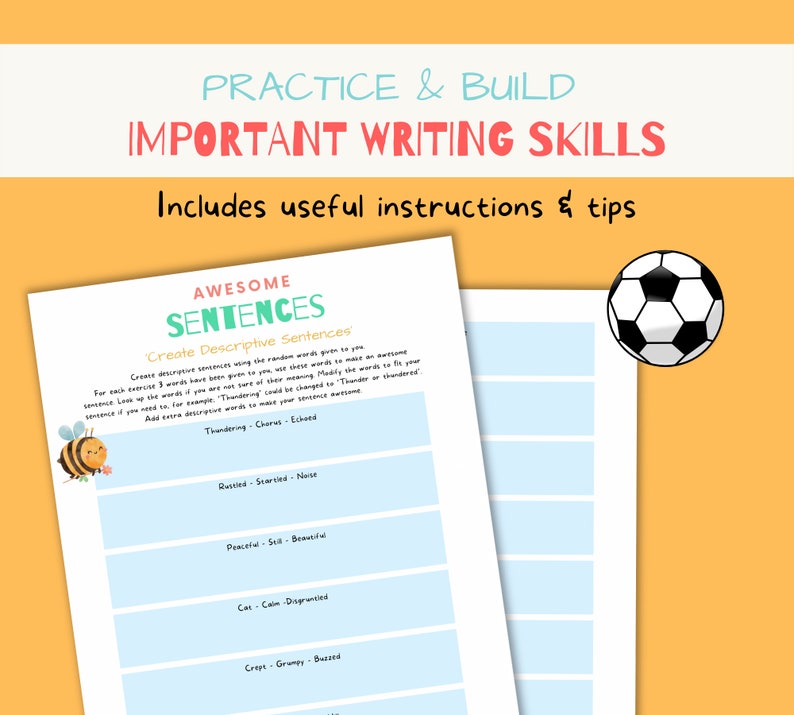 Descriptive Sentences Activity Worksheets Creative Writing Exercise ...