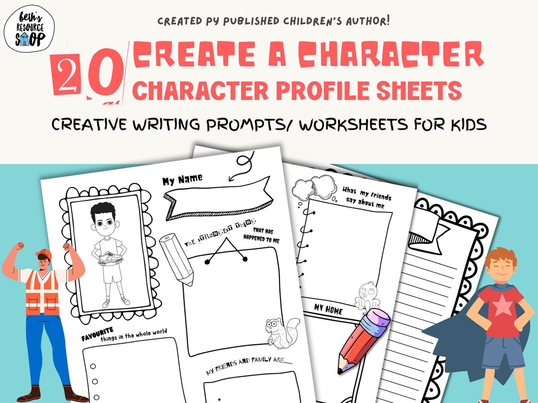 20 Character Profile Writing Worksheets | Character Planner | Creative ...