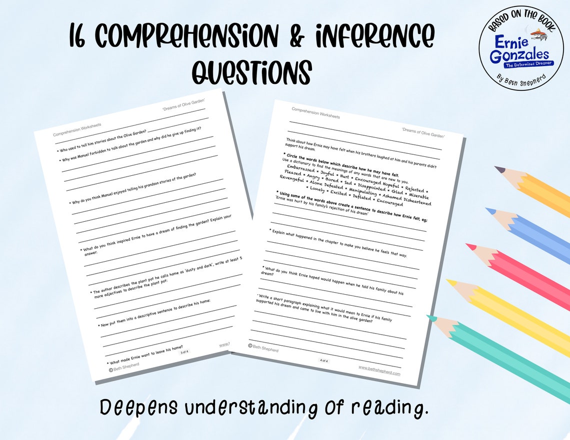 Comprehension Activity Worksheet for Kids Creative Writing - Etsy