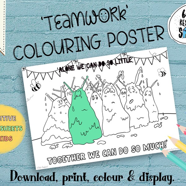 Teamwork Coloring Poster - Etsy Sweden