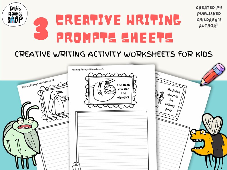 3 Animal Themed Writing Prompts Story Writing Worksheets for - Etsy