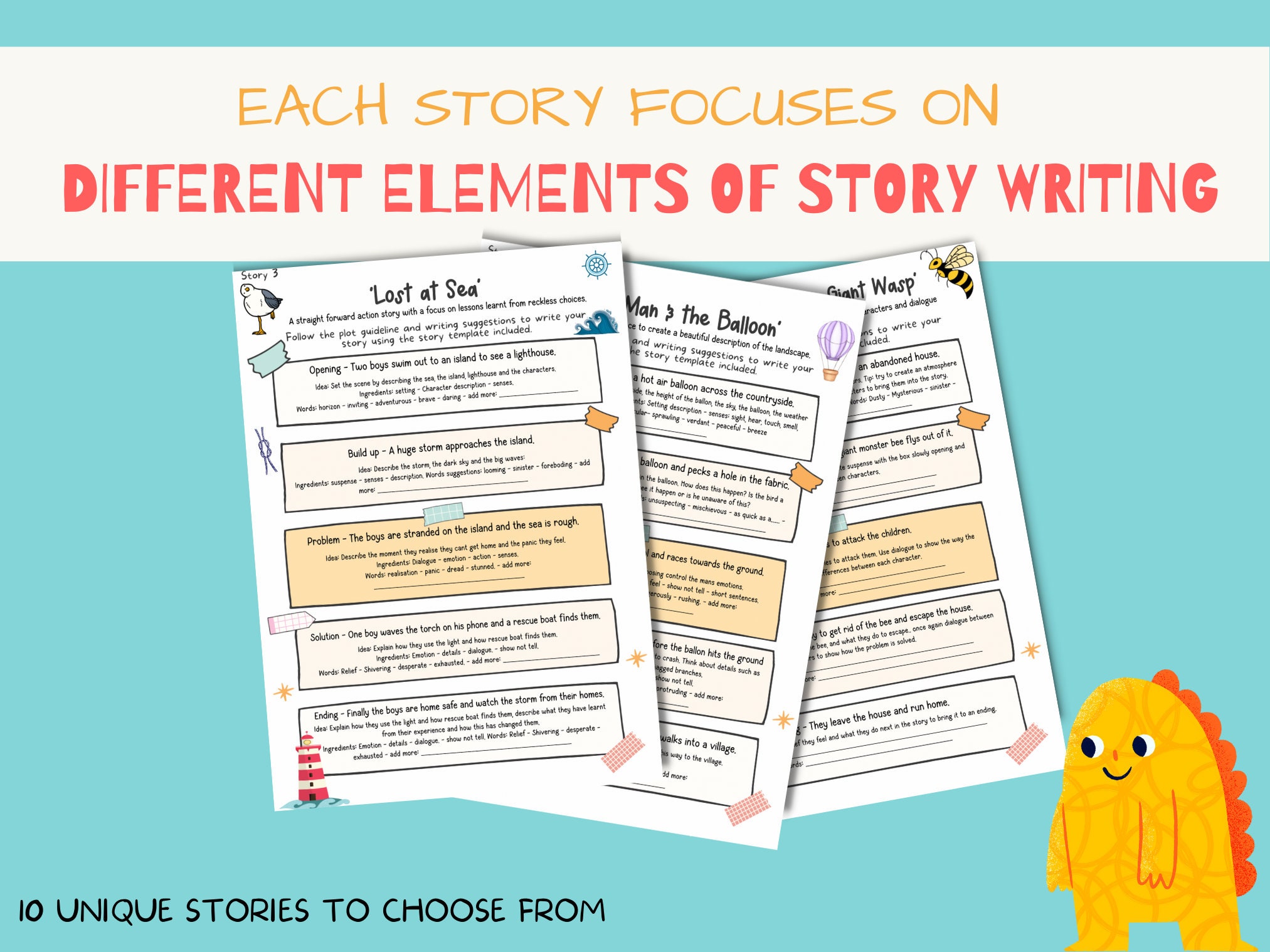 10 Story Writing Activity Worksheets for Kids Supported - Etsy