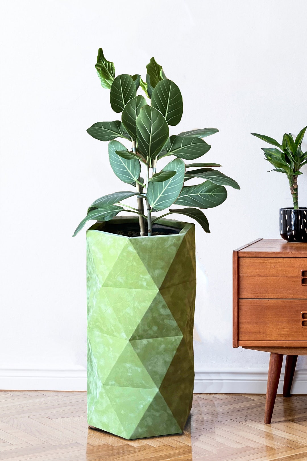 Large Velvet Planter: Modern Geometric Cardboard Flower Pot - Etsy