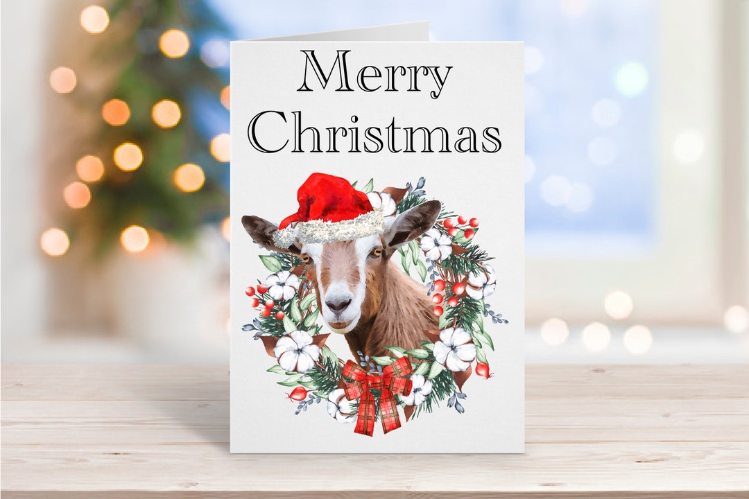 Goat Christmas Card, Christmas Card for a Farmer, 5" X 7" Card, Funny ...