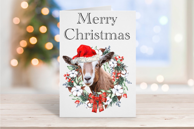 Funny Goat Christmas Card, Christmas Card for a Farmer, 5" X 7" Card ...