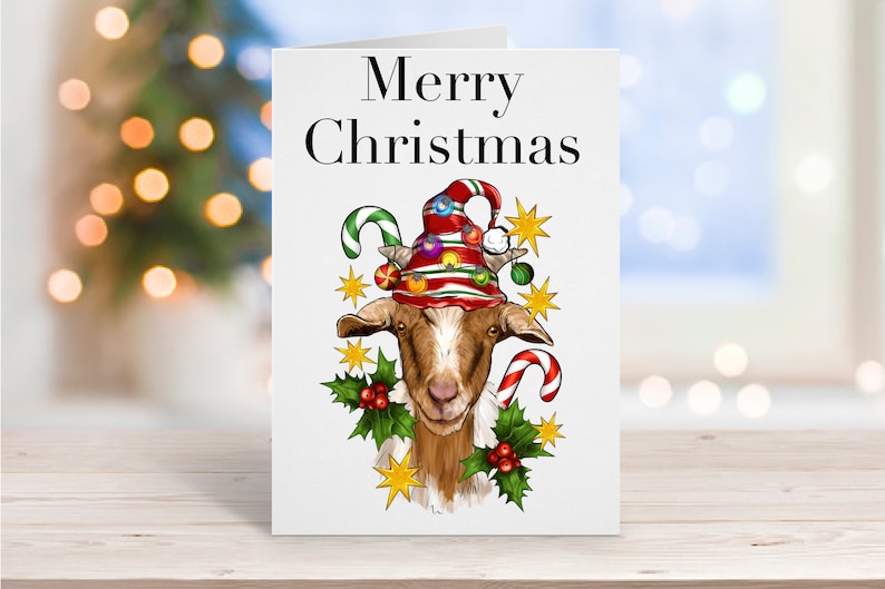 Goat Christmas Card, Christmas Card for a Farmer, 5" X 7" Card, Funny ...