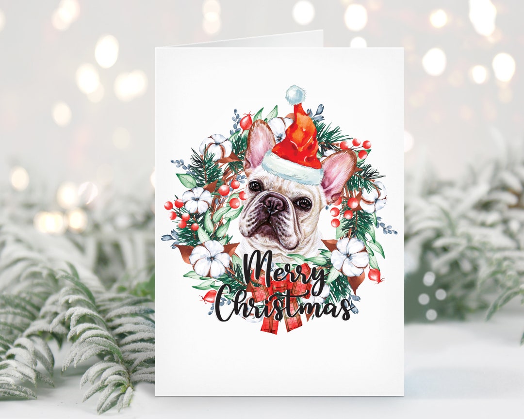 French Bulldog Christmas Card, Frenchie Xmas Card, Dog Lovers Gift, Pug ...