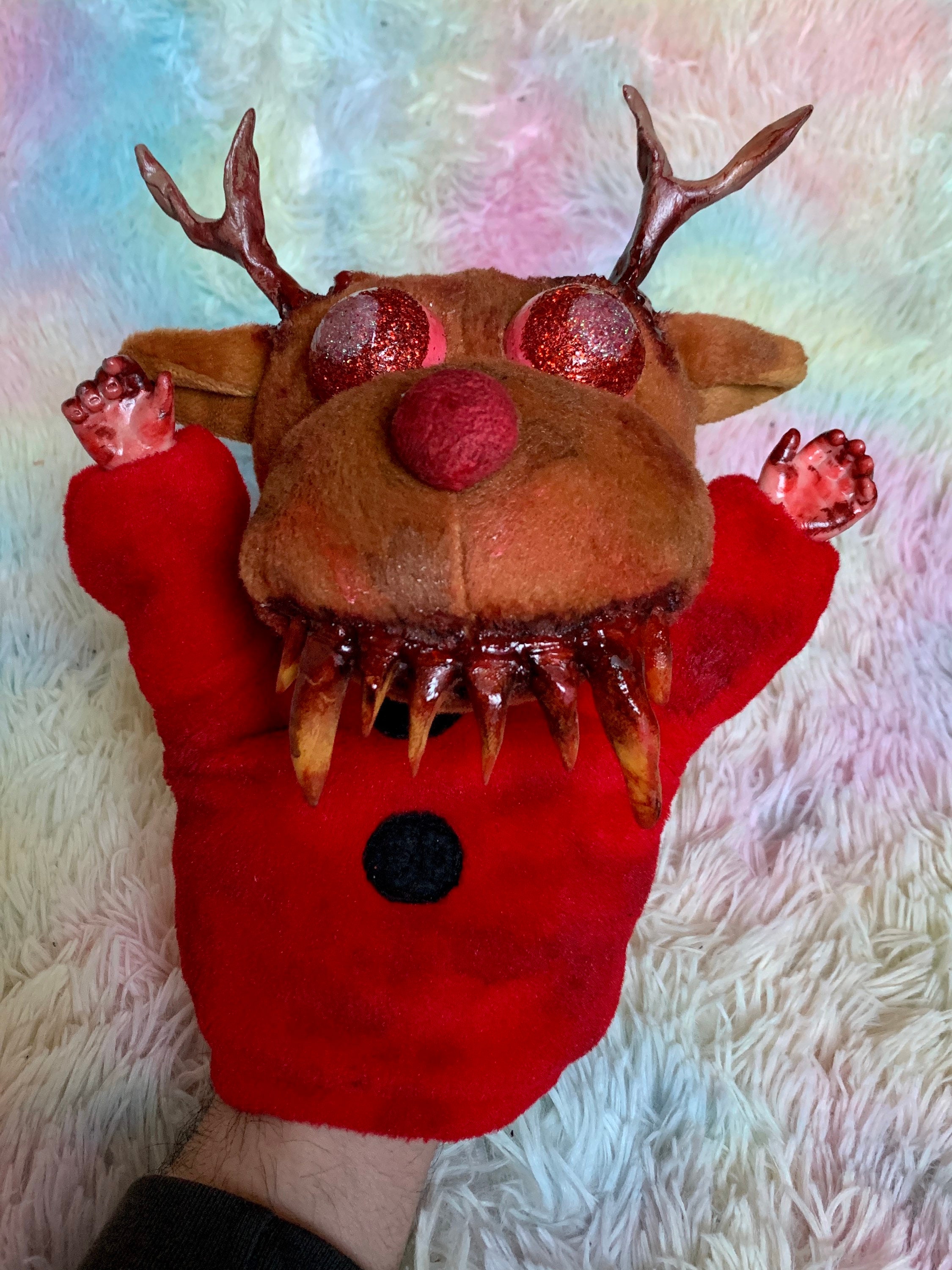 Horror Hand Puppet: Reindeer Themed Plush | Etsy